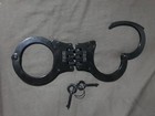 Professional Double Lock Black Steel Hinged Police Handcuffs w/ Keys ...